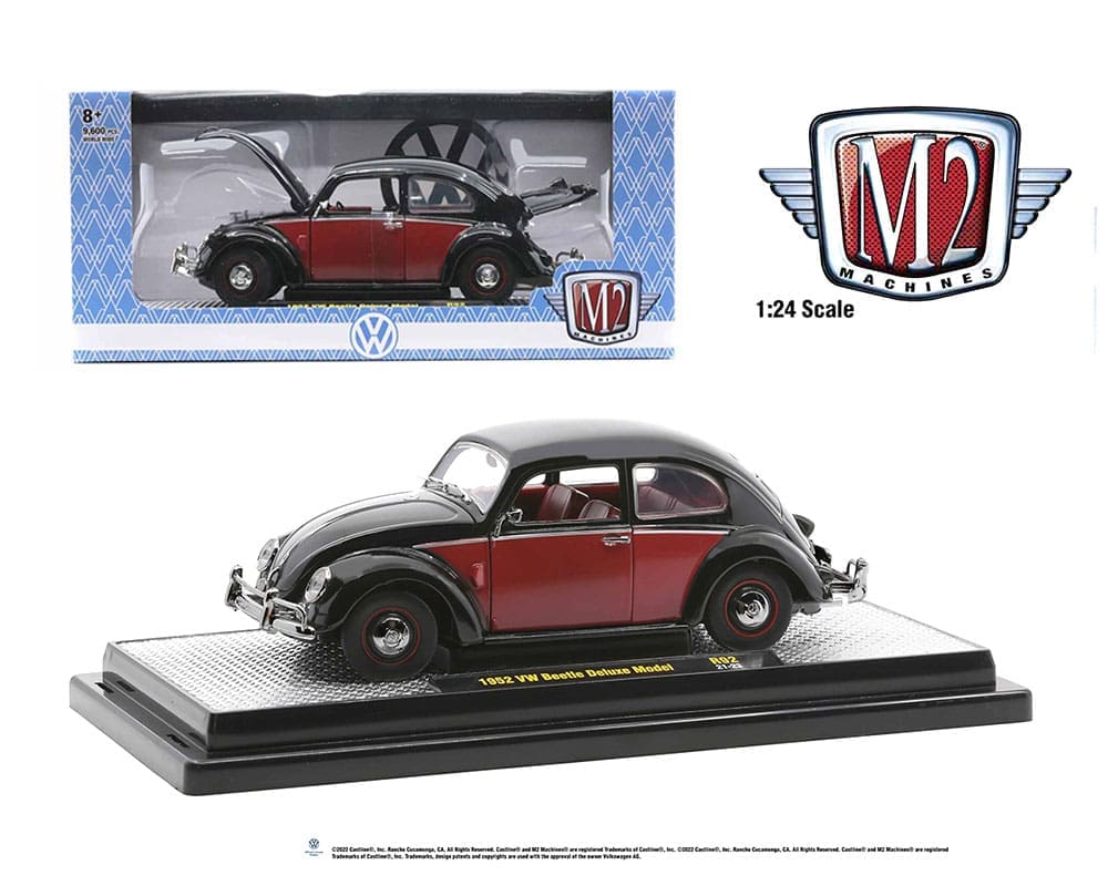 M2 Machines 1:24 1952 Volkswagen Beetle Deluxe Model (Black/Red) - Auto ...