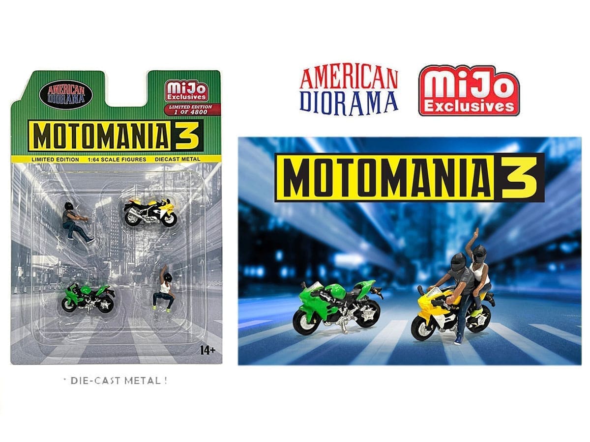 American Diorama 1:64 Moto Mania 3 Figure & Bike Set - MiJo Exclusives ...