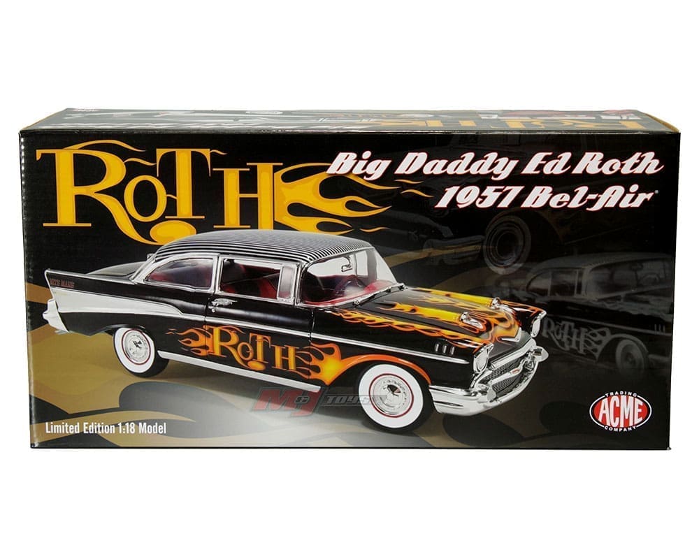 ACME 1:18 1957 Chevrolet Bel Air (Black with Flames) – Big Daddy Ed ...