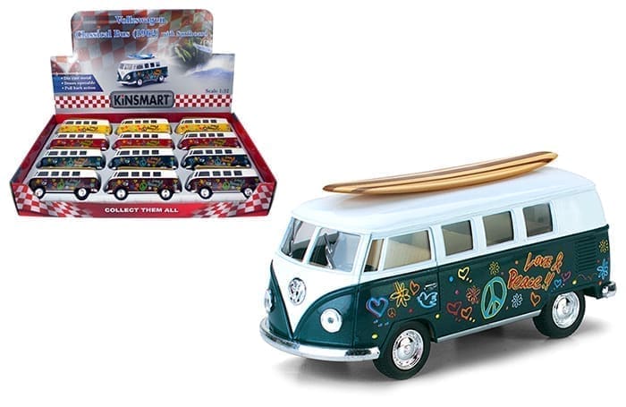Kinsmart 1:32 1962 Volkswagen Bus with Long Board (4 Colors Two-Tone ...
