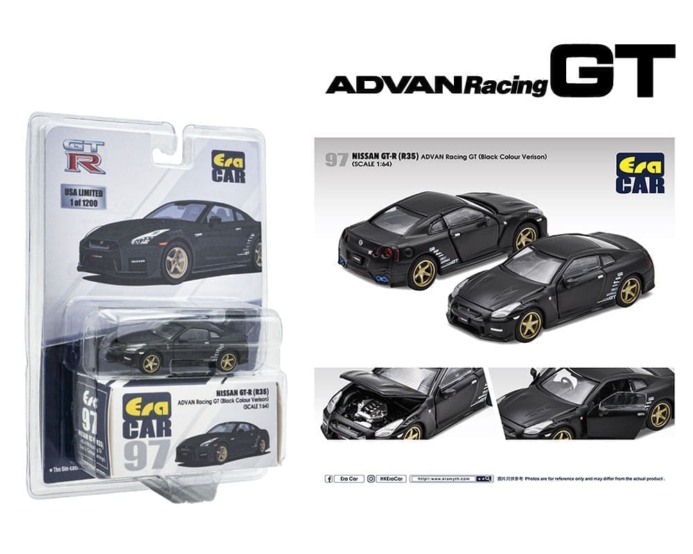 Era Car 1:64 Nissan GT-R R35 Advan Racing GT - Matte Black - M & J Toys ...