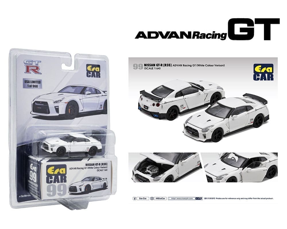 Era Car 1:64 Nissan GT-R R35 Advan Racing GT - White - M & J Toys Inc ...