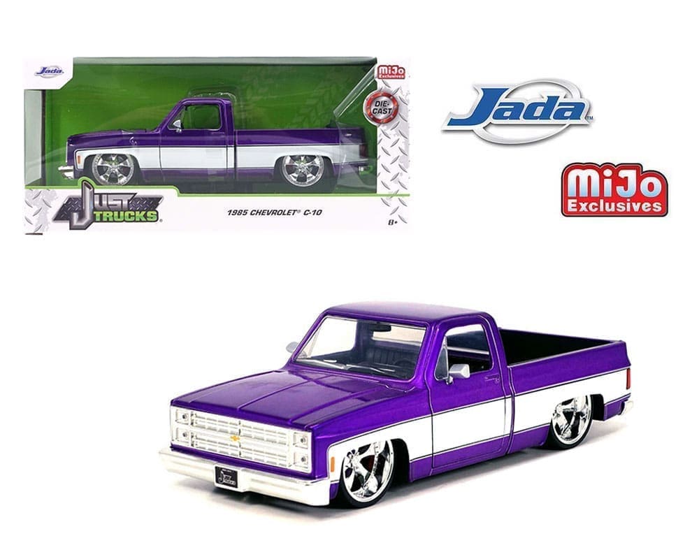 Jada 1:24 1985 Chevrolet C10 Pickup with Cartelli Wheels - Purple White ...