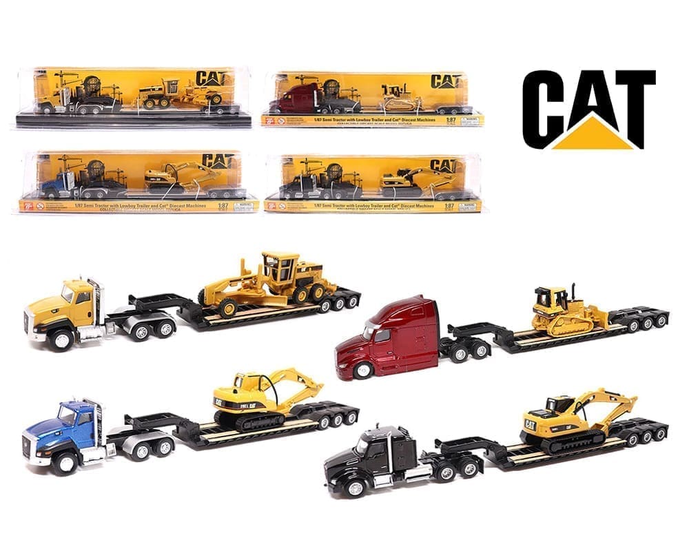 Diecast Masters 1:87 Cat Semi Tractor with Lowboy Trailer and Cat ...