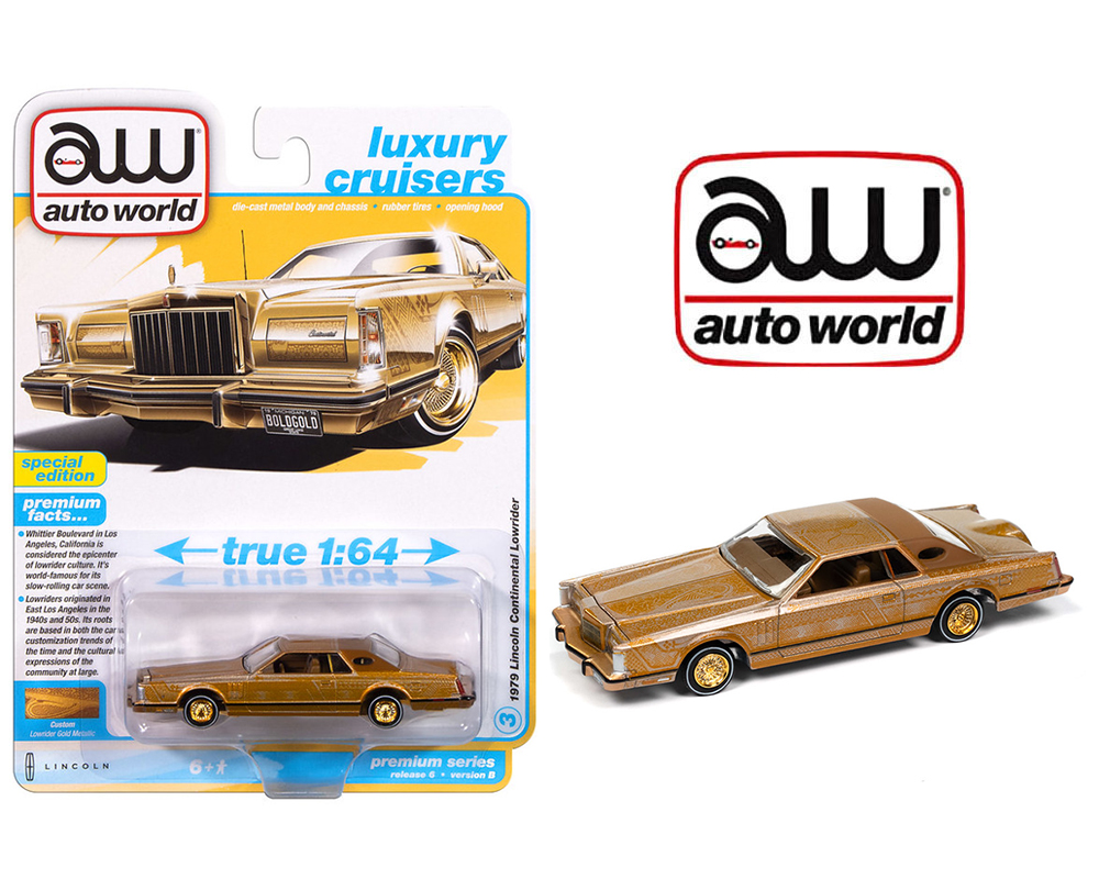 Auto World 1:64 1979 Lincoln Continental Lowriders - Gold - Special ...
