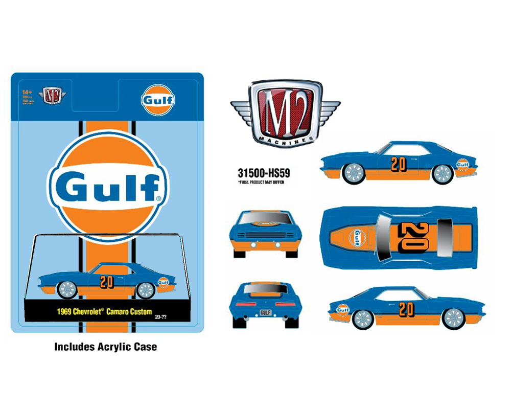 M2 Machines 1:64 1969 Chevrolet Camaro Custom GULF - Blue - Hobby ...