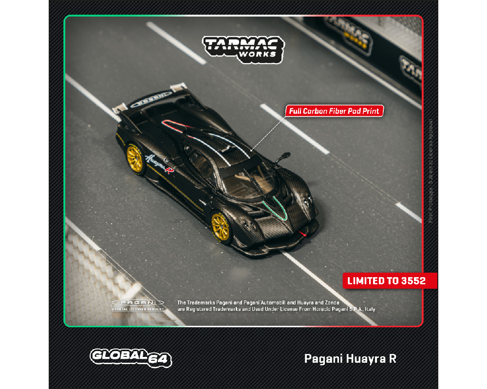 Tarmac Works 1:64 Pagani Huayra R Matte Black Carbon Fiber - Global64 ...