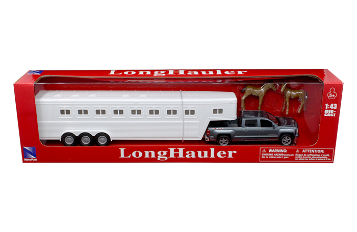 New Ray 1:43 Chevrolet Silverado with Horse Trailer and Horse Figures ...