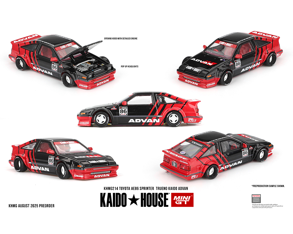 (Preorder) Kaido House x Mini GT Toyota AE86 Sprinter Trueno Kaido ADVAN - Red/Black - M & J ...