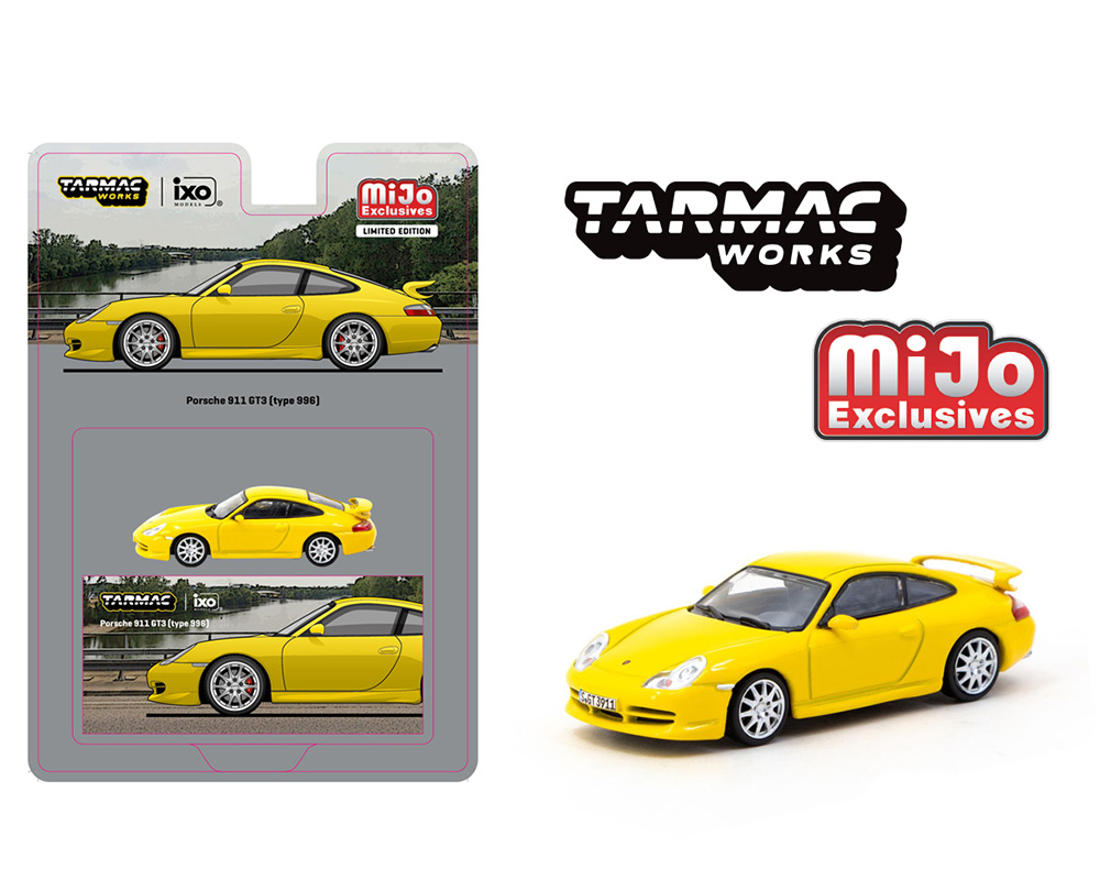 (Preorder) Tarmac Works 1:64 Porsche 911 GT3 (996) - Yellow - ixo Models - MiJo Exclusives ...